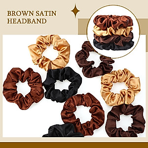 BBTO 12 Pieces 4.3 Inch Satin Hair Scrunchies for Women Elastic Bobbles Scrunchies Hair Ties for Adults, Big Scrunchy Ponytail Holder with Elastic Bands Thick Thin Curly 6 Colors