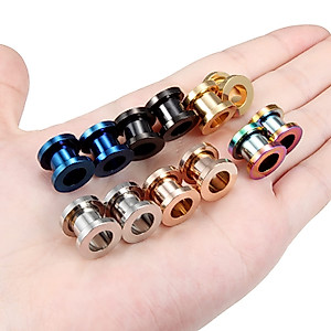 Vsnnsns 0G 316L Surgical Stainless Steel Ear Gauges Tunnel Plug Earrings Expander Stretcher Piercings Jewelry for Women Men 6 Pairs 0 Gauge 8mm