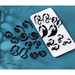 16g Graceful Tribal Spiral Fake Gauges Acrylic Ear Tapers Fake plugs Horn stud earrings (11 Pairs Mixed-styles)