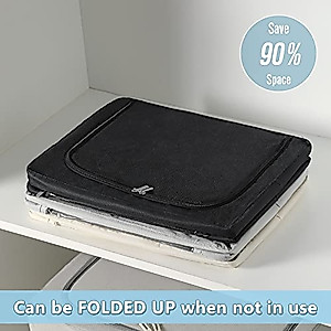 FHSQX Clothes Storage Bins,Foldable Clothing Storage Box,Stackable Steel Frame Oxford Fabric Organizer with Clear Window & Carry Handles