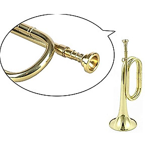 TUOREN Gold Bugle Cavalry Trumpet Brass Instrument for School Band Cavalry Beginner Military Orchestra W/Carrying Bag