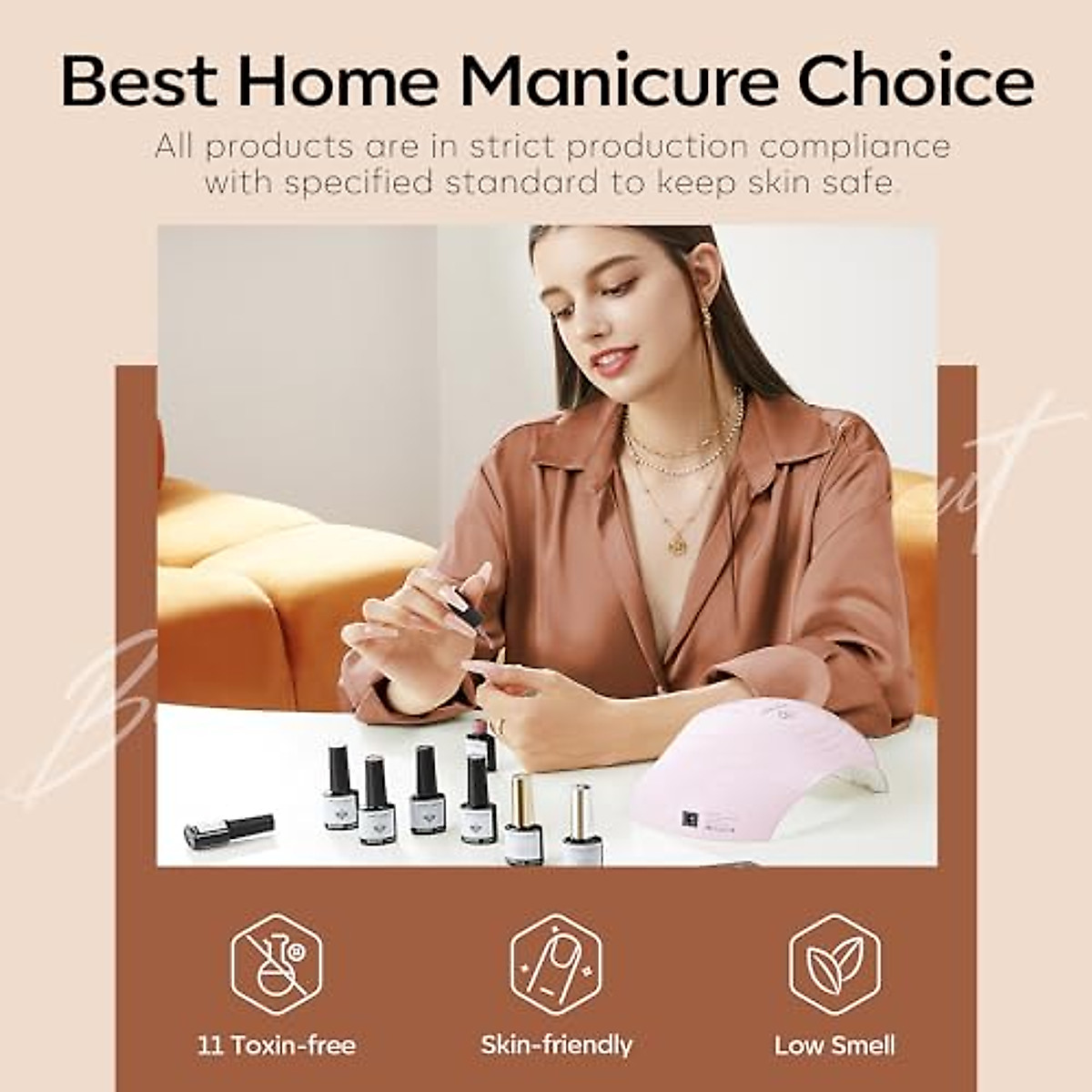 modelones Gel Nail Polish Set- 6 Colors Nude Gel Polish All Seasons Skin Tones Pink Neutral Brown Gel Polish Kit, Soak Off LED Gel Nail Kit Manicure DIY Home