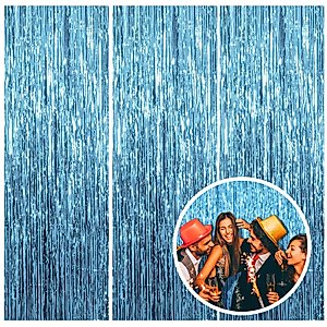 3 Pack Blue Backdrop Party Streamers Ocean Themed Decor Birthday Party Decorations Foil Fringe Backdrop Curtain Graduation Baby Shower Bachelorette Winter Holiday Party Decorations Supplies