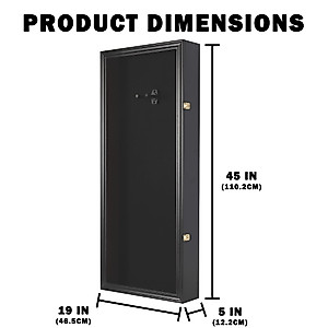 DisplayGifts 42" Electric Guitar Display Case Cabinet Shadow Box with Guitar Hanger Stand, Lockable UV Protection Black Felt interior with Black Frame