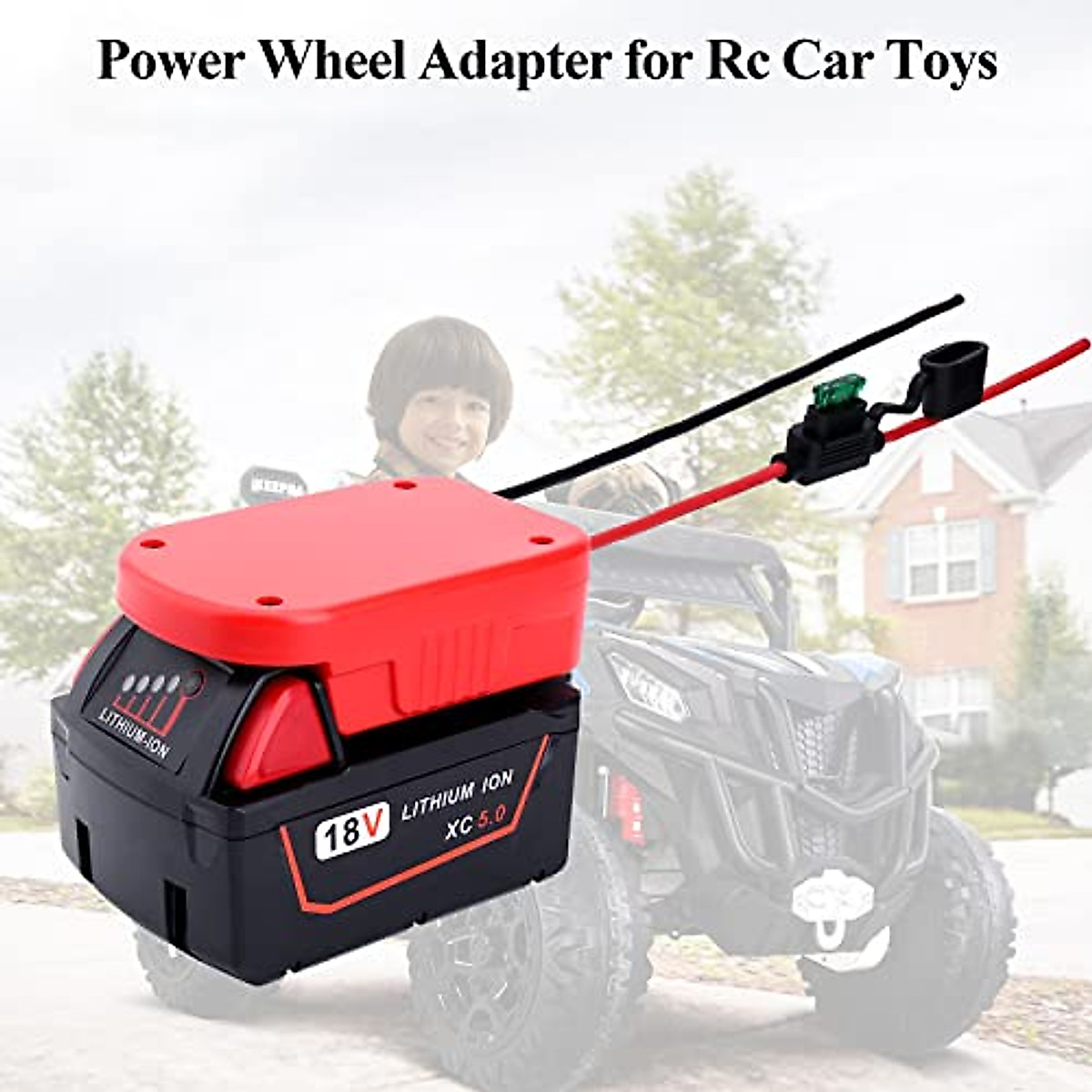 ELEFLY 2 Pack Power Wheels Battery Adapter Compatible with Milwaukee M18 Battery with Fuses & Wire Terminals, Power Adapter Connector for DIY RC Car Toys and Robotics