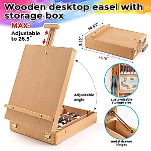 Inburit Art Paint Set with Wooden Easel Box, 24 Colors Acrylic Paints, 8 Paint Brushes, 6 Canvas Panel Deluxe Paining Supplies kit for Kids, Student, Adult & Artist