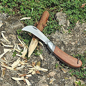 Linsen-outdoor Pruning Knife,Grafting Knife, Stainless Steel Garden Budding Knife, Folding Pocket Knife for Grafting Multi Cutting Tool, Weed Bushes Branches Mushroom Diggig Knife