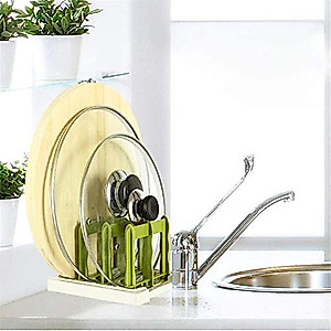 DRNKS Pot Pan Lid Storage Rack Holder,Spoon Rest Pot Lid Holder Cooking Tool Spoon Pot Lid Holder Shelf Cover Dispenser Pan Lid Racks Spoon Rest Kitchen Suitable for Kitchen