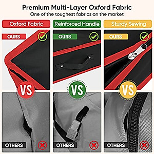 BALEINE Christmas Wrapping Paper Storage Organizer with Flexible Partitions and Pockets, 40" Durable 600D Oxford Fabric Gift Wrap Storage Bag Fits Ribbon, Ornaments, Holiday Accessories (Black/Red)