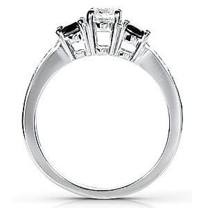 Kobelli Black and White Diamond Engagement Ring 3/5 Carat (ctw) in 14k White Gold, Size 9