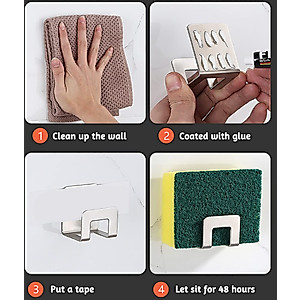 Singring 2Pcs Sponge Holder for Kitchen Sink Sponge Holder Stainless Steel Sink Caddy Adhesive Sponge Holder for Kitchen Bathroom