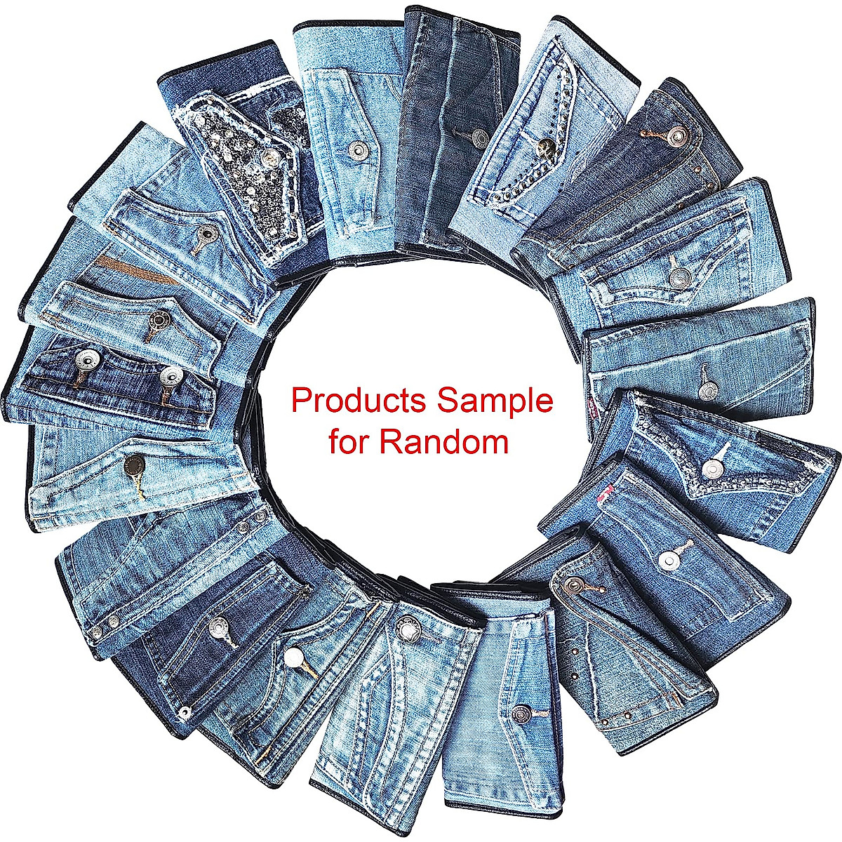 Bijoux de Ja Upcycling Blue Denim Versatile Decorated Flap Cover Pocket Money Long Wallet Purse Clutch for Women (RANDOM)