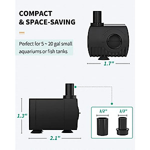 Uniclife 80 GPH Submersible Water Pump 4W 2.4ft High Lift Quiet Pump for Fountain Aquarium Fish Tank