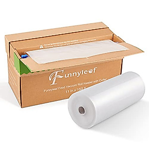 Funnyleaf 11" x 150' Food Vacuum Seal Roll Bags Keeper with Cutter, Ideal Vacuum Sealer Bags for Food Save, Commercial Grade, BPA Free, Great for Meal prep, Storage and Sous Vide