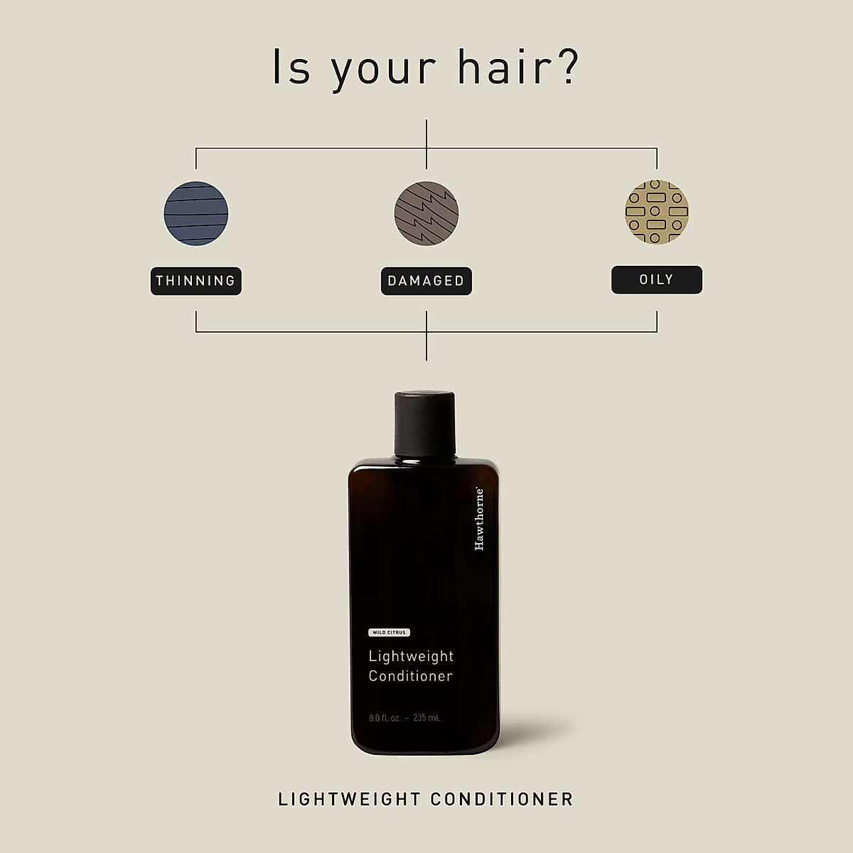 Hawthorne Men's Natural Lightweight Moisturizing Conditioner | Sulfate Free | 8 FL OZ