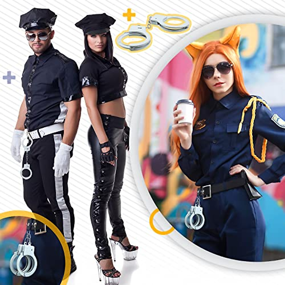 Junkin 24 Sets Plastic Handcuffs Toy for Kids - Party & Costume Accessory