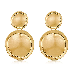 MUYAN Retro Frosted Gold Double Round Disc Dangle Earrings for Women Vintage Matte Gold Circle Drop Earrings
