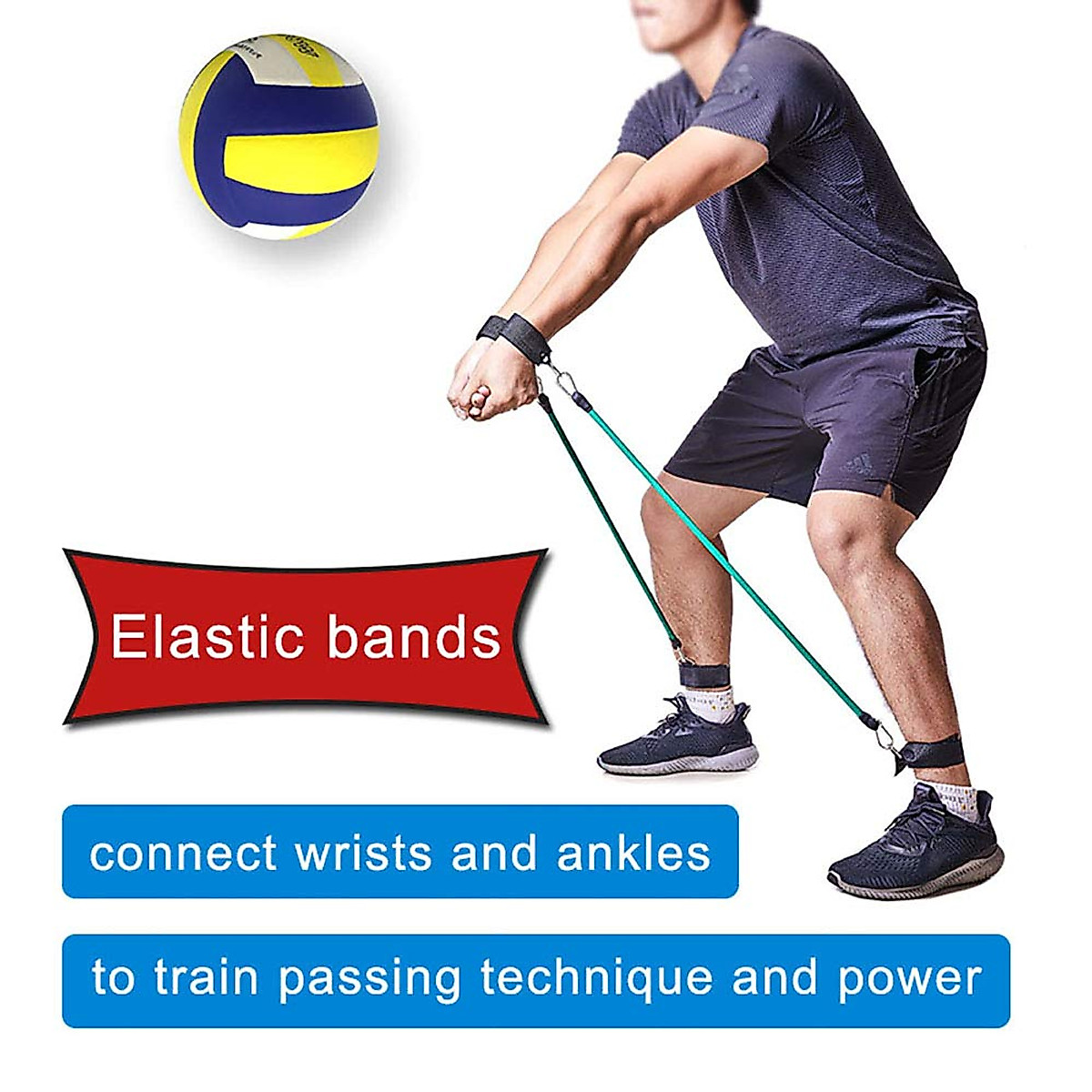 KIKIGOAL Volleyball Training Pass Rite Aid Resistance Band, Elastic Volleyball Resistance Belt Set for for Agility Training, Practicing Serving, Arm Swing Passing