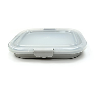 SAMMART 19.5L Collapsible Storage Basket with Lid - Foldable Pop Up Storage Container/Organizer - Portable Washing Tub - Space Saving Hamper/Basket with Lid (Grey)