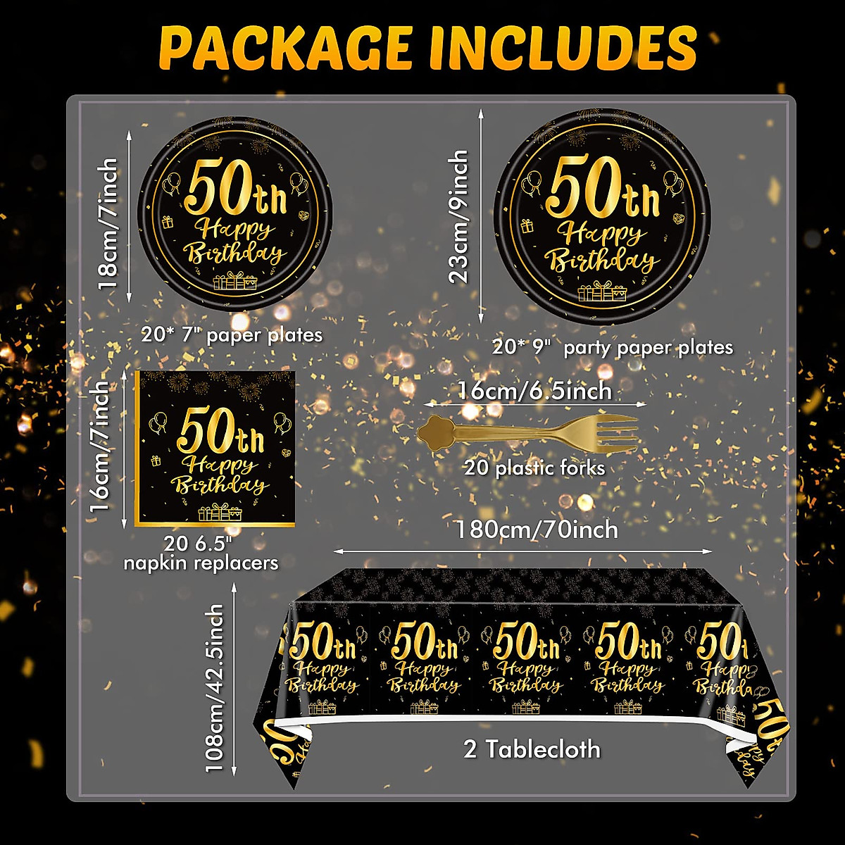 82 Pcs 50th Anniversary Decorations 50th Birthday Decorations Back in 1973 50th Wedding Anniversary Party Supplies Disposable Tableware set Plates Napkins Forks Table Covers Supplies for Men