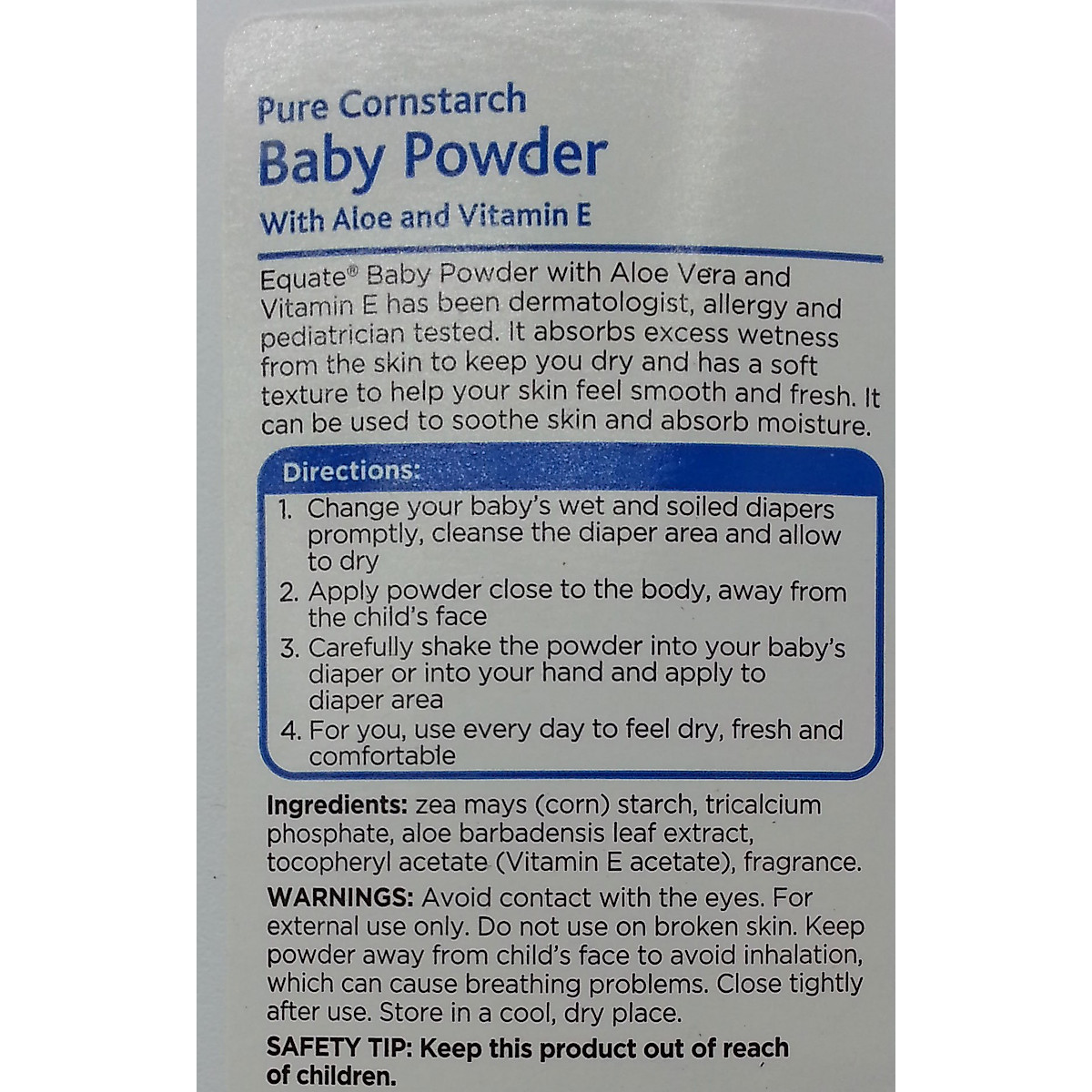 Equate Pure Cornstarch Baby Powder With Aloe and Vitamin E, 15oz by Judastice