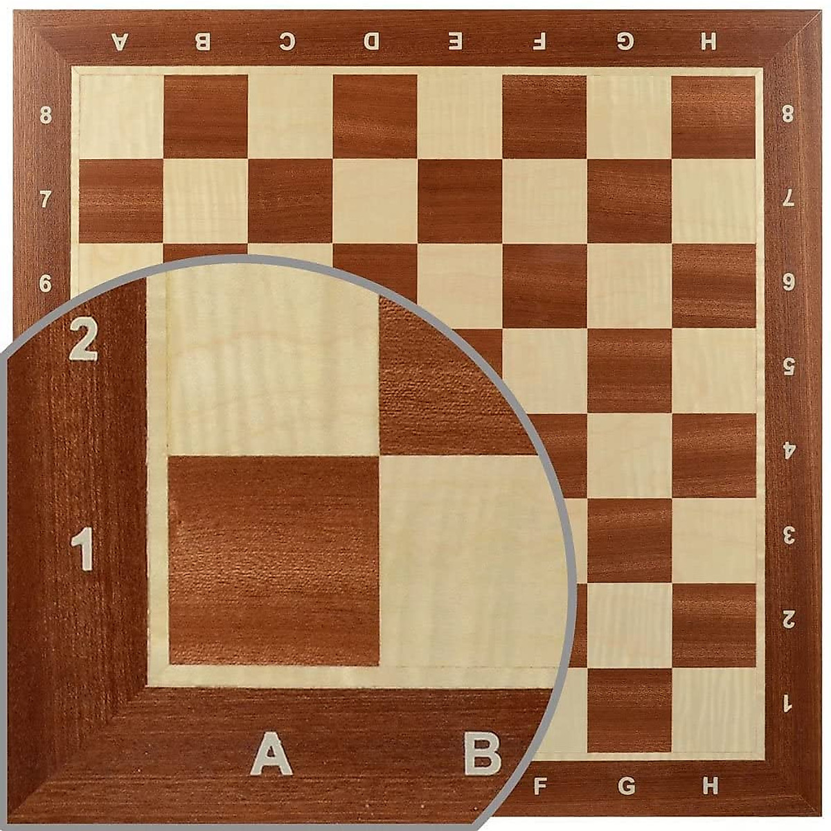 Professional Tournament Wooden Chess Boards, No. 4, 5 and 6-1,75", 2" and 2,25" - Inlay (2.25", Notation)