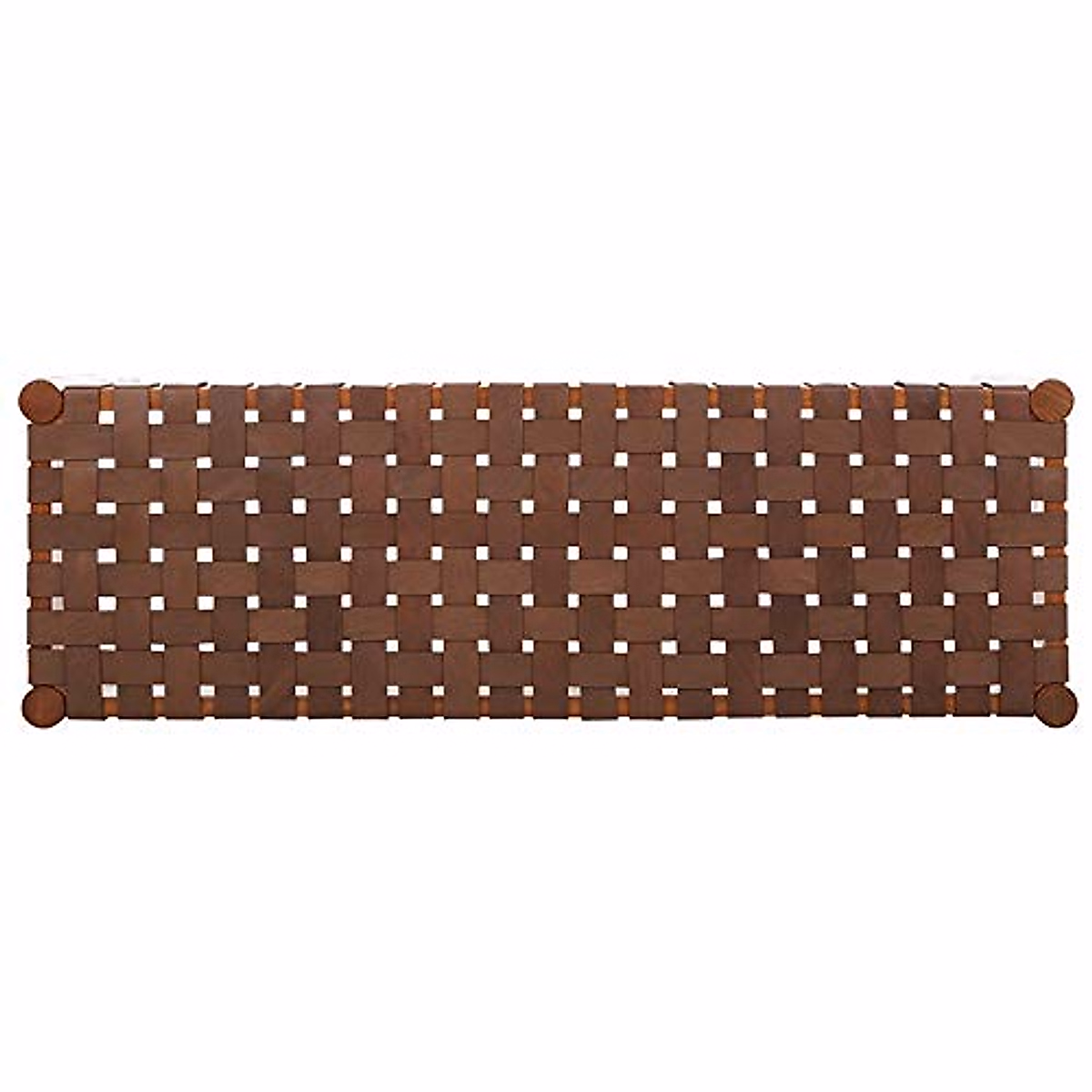 Safavieh Home Amalia 47-inch Cognac and Dark Brown Leather Weave Bench