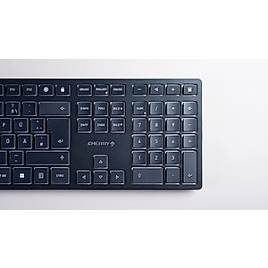 Cherry KW 9100 Slim Wireless Keyboard Rechargeable with SX Scissor Mechanism, Silent keystroke Quiet Typing with Thin Design for Work or Home Office.