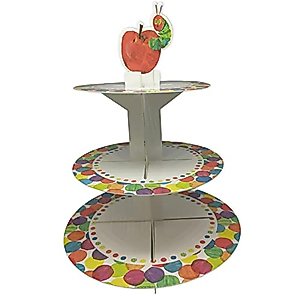 Cartoon Very Hungry Little Green Caterpillar Cupcake Holder Dessert Cupcake Tower Display Insects Pastry Serving Platter Decor for Boy Girl 1st Party Baby Shower Party Decorations Photo Booth Props