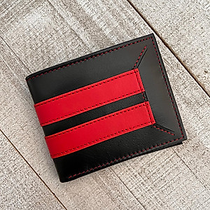 AGENT GEAR USA Thin Red Line Firefighter Wallet - First Responder Leather Bifold Wallet