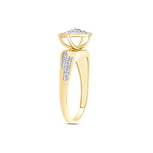 Jewel Zone US Natural Diamond Accent Engagement and Wedding Fashion Ring in 14k Gold Over Sterling Silver (0.03 Ct)
