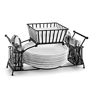 Sorbus Utensil Caddy — Use For Napkin, Cutlery, Plate Holder — Stackable Flatware Caddy, Tabletop Organizer — Ideal for Dining Table, Party, Buffet, Kitchen, Entertaining (Black)