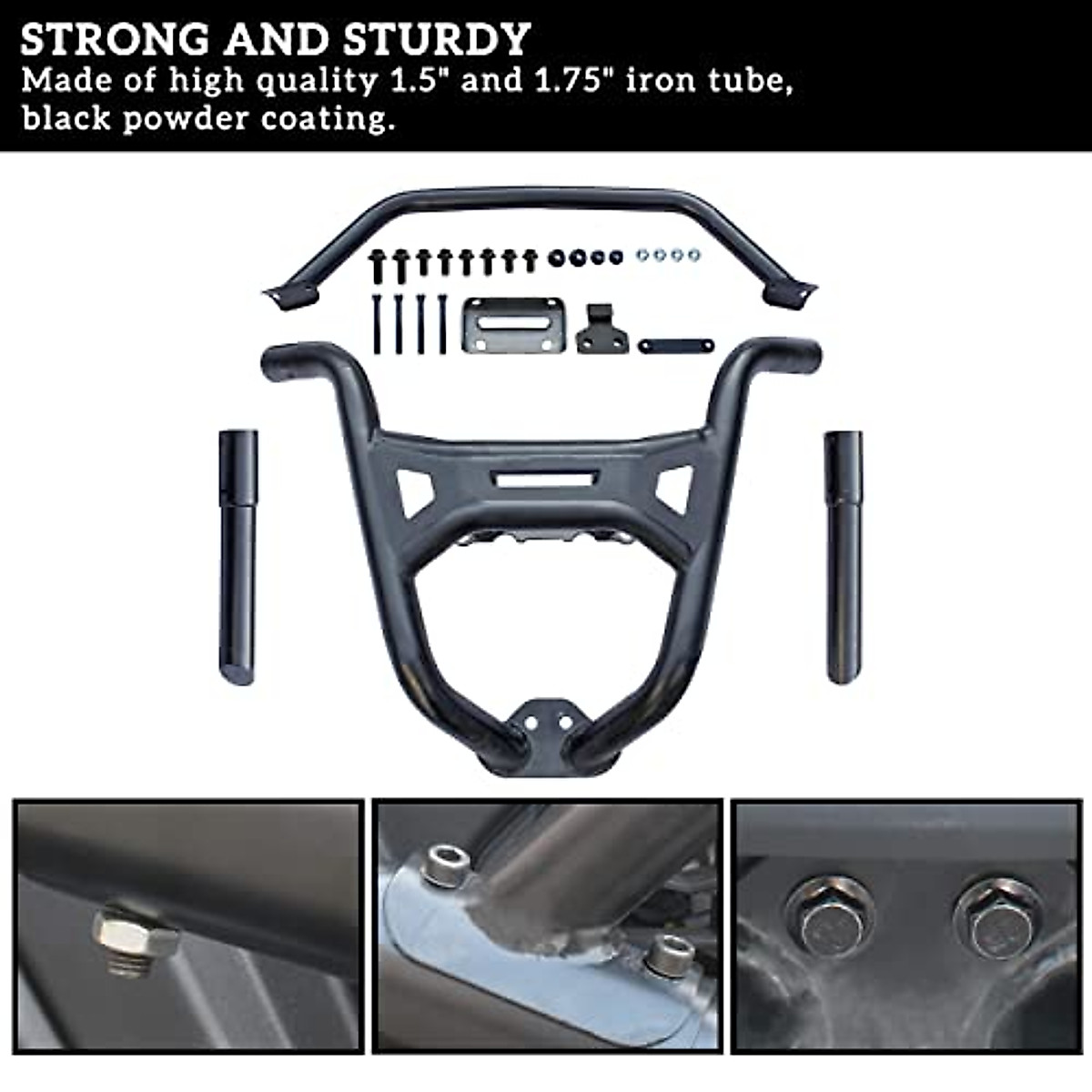 SAUTVS Front Bumper for Polaris RZR 1000 XP / XP4, Front Low Profile Bumper Heavy Duty Brush Guard for Polaris RZR 1000 XP/XP 4 1000 Sport Turbo 2019-2023 Accessories (Replace #2884019-458)