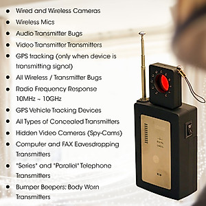 SleuthGear Maxi-Tech Defender Bug Detector - Find GPS Tracker & Wireless Camera - Audio Spy Bug Sweeping Device - Hidden GPS Tracking Finder - Cam Finder - 10g Law-Grade Anti Spy Detector