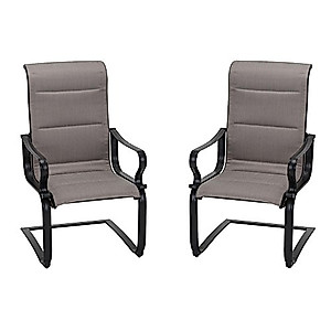 Cosco Outdoor Dining Chairs, SmartConnect, 2-Pack, Charcoal Gray with Light Gray Cushions