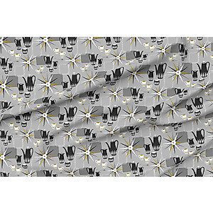 Spoonflower Fabric - Mid Century Modern Coffee Time Mod Neutral Gray 1950S Star Retro Printed on Petal Signature Cotton Fabric by The Yard - Sewing Quilting Apparel Crafts Decor