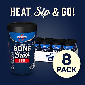 Swanson Sipping Bone Broth, Beef Bone Broth, 10.75 OZ Cup