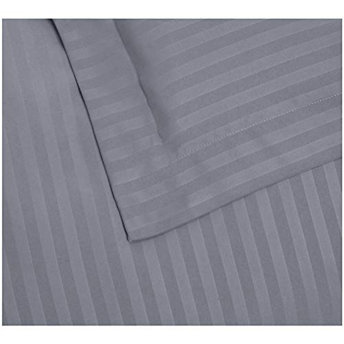 Amazon Basics Striped Microfiber 3 Piece Duvet Cover Set, Full/Queen, Dark Grey