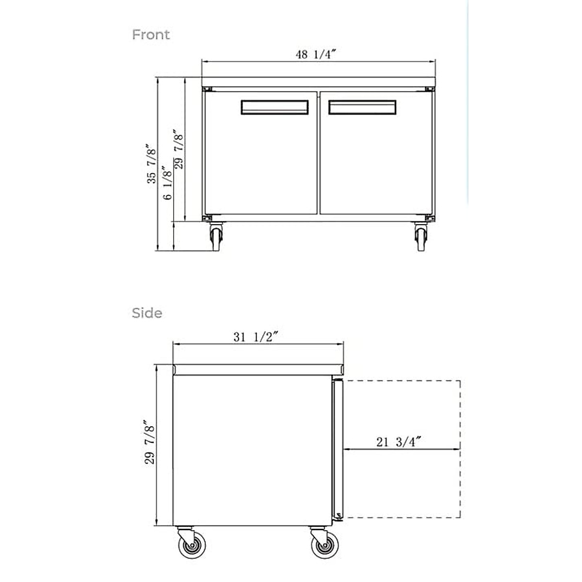 CUC50F 2-Door Undercounter Commercial Freezer