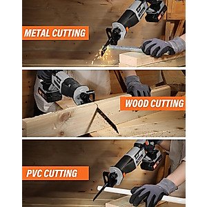 AVID POWER Reciprocating Saw, 20V Cordless Reciprocating Saw with Two 2.0Ah Batteries and Charger, 6 Saw Blades, Variable Speed, Battery Powered Saw for Woods/Metal/Plastic Cutting （Red）