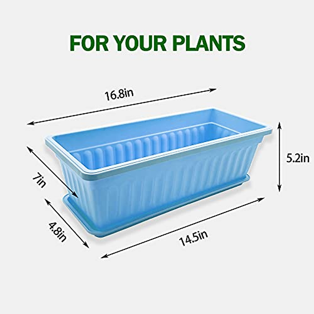 PURPLE STAR 1N 4 Packs 17 Inch Rectangular Window Flower Box Planter with Tray for Balcony,Windowsill,Garden