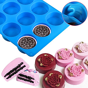 Sidosir 3Pcs Oreo Cookie Chocolate Silicone Mold, 12-Cavity Round Cylinder Oreo Chocolate Cover Molds for Candy, Silicone Baking Molds for Mini Cakes, Jelly