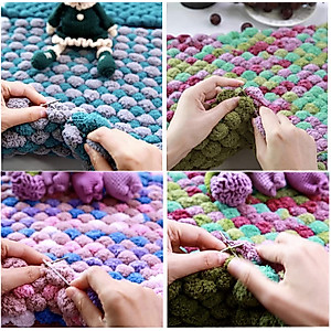 4 Balls Pomp-A-Doodle Yarn,100% Polyester Jelly Bean POM-POM Ball Yarn for Crochet Knitting Blanket Mat Pet Nest 600g (Gorgeous Grape)