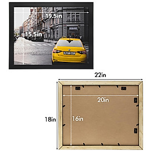 Golden State Art, 16x20 Black Picture Frame Made of Solid Wood & Tempered Glass (1 Pack)