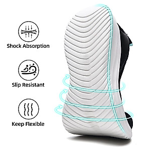 TIOSEBON Women's Walking Tennis Shoes Knit Lightweight Slip on Breathable Mesh Comfortable Sneaker 2227 Black US 10