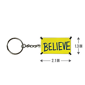 Believe Funny Keychain - Fun Gifts for Soccer Team | Coach Lasso Merchandise Believe Sign, AFC Richmond | Bulk Team Gifts, Motivational Poster, Fun Keyring for Backpacks, Car Keys, Fanny Packs
