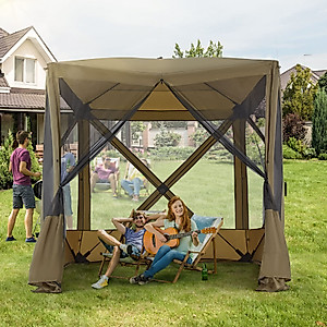 JOMEED 6’ X 6’ Pop Up Canopy Tent, Outdoor Camping Gazebo Screen Tent 4-Sided Gazelle Tent with Mosquito Netting, Portable Carry Bag for Lawn and Backyard (6ft x 6ft)