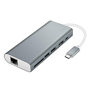 Type-C to HDMI Gigabit LAN Docking Station Converter 4K USB Readable SD Card，USB C Hub 6 in 1 Type C Adapter Compatiable for MacBook and Windows (Black)