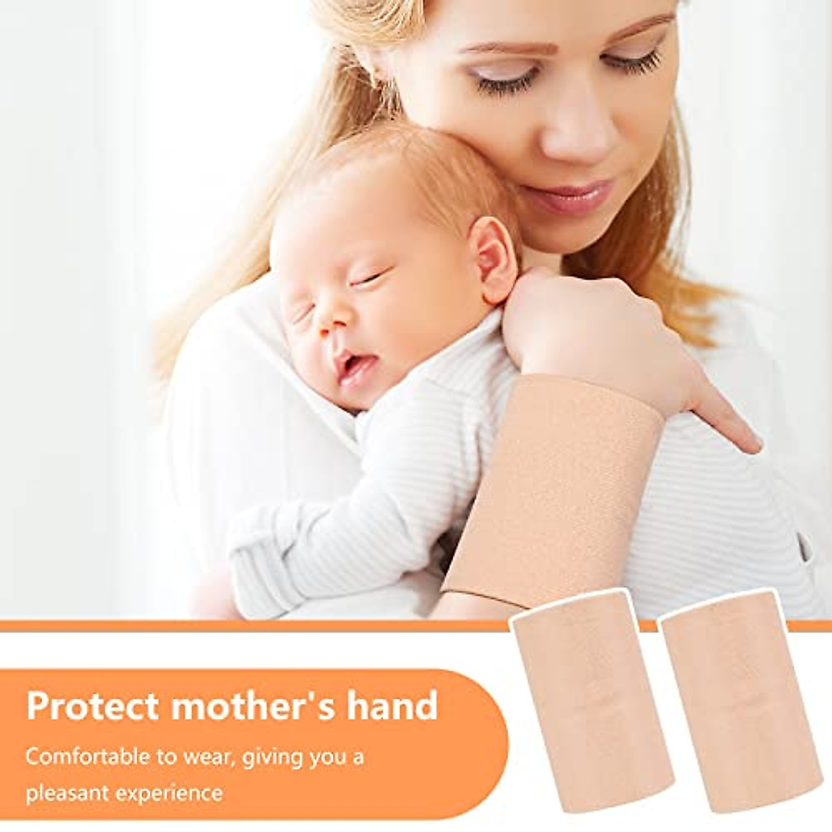 SATINIOR 2 Pairs Compression Wrist Sleeve Compression Wrist Brace Wrist Supports Wrist Wraps Elastic Wristbands for Men and Women Tennis, Tendonitis, Carpal Tunnel (Beige, Medium)