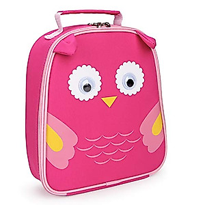 yodo Kids Insulated Lunch Tote Bag with Name Tag, Owl